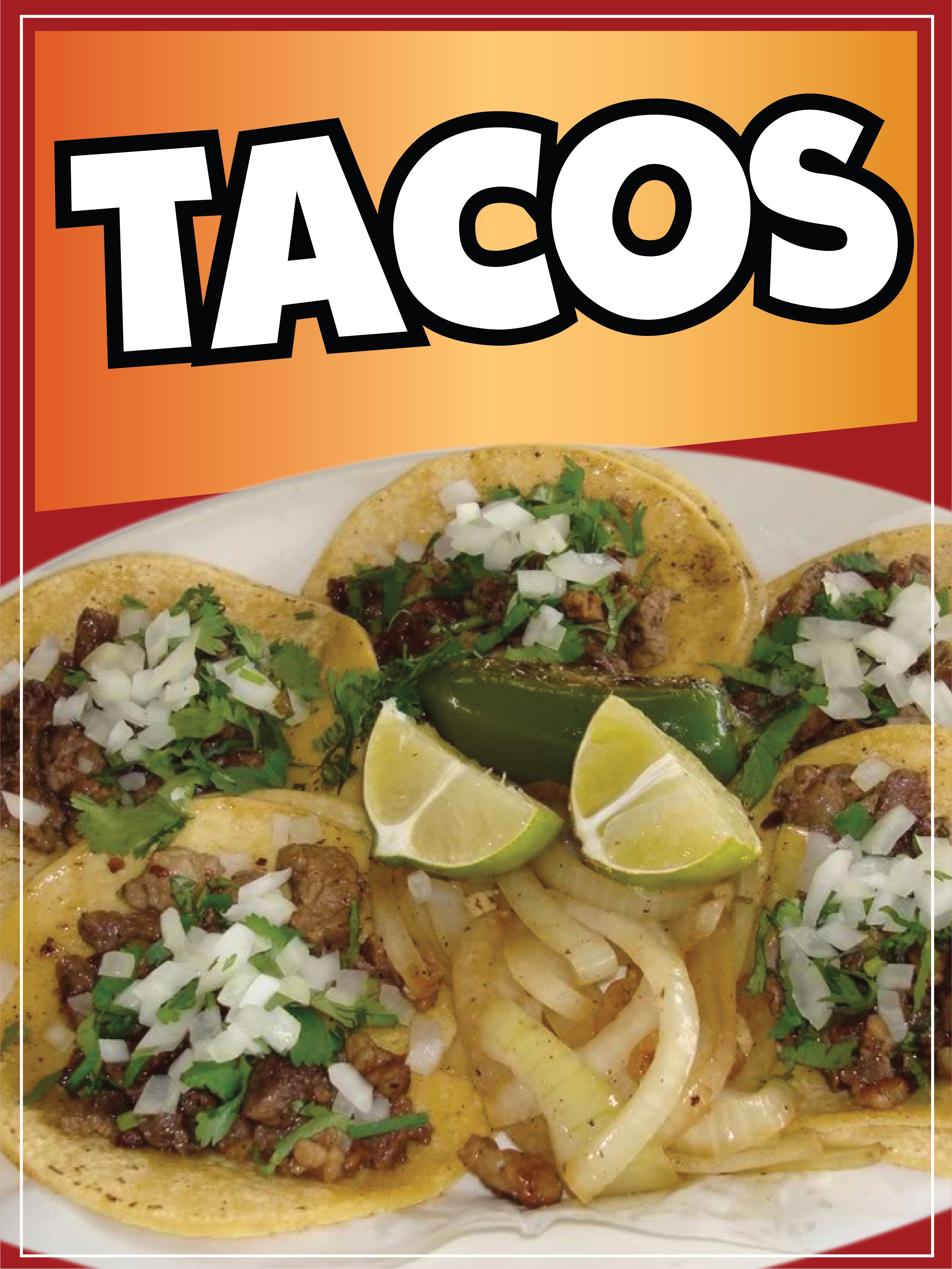 Tacos Decal Window Sticker Mexican Food Truck Concession Vinyl Restaur