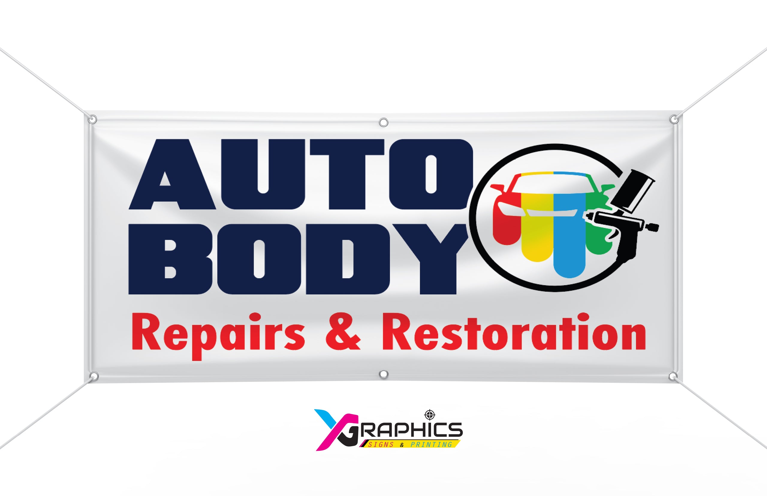 Auto Body Repairs & Restoration Vinyl Banner advertising Sign Full col ...