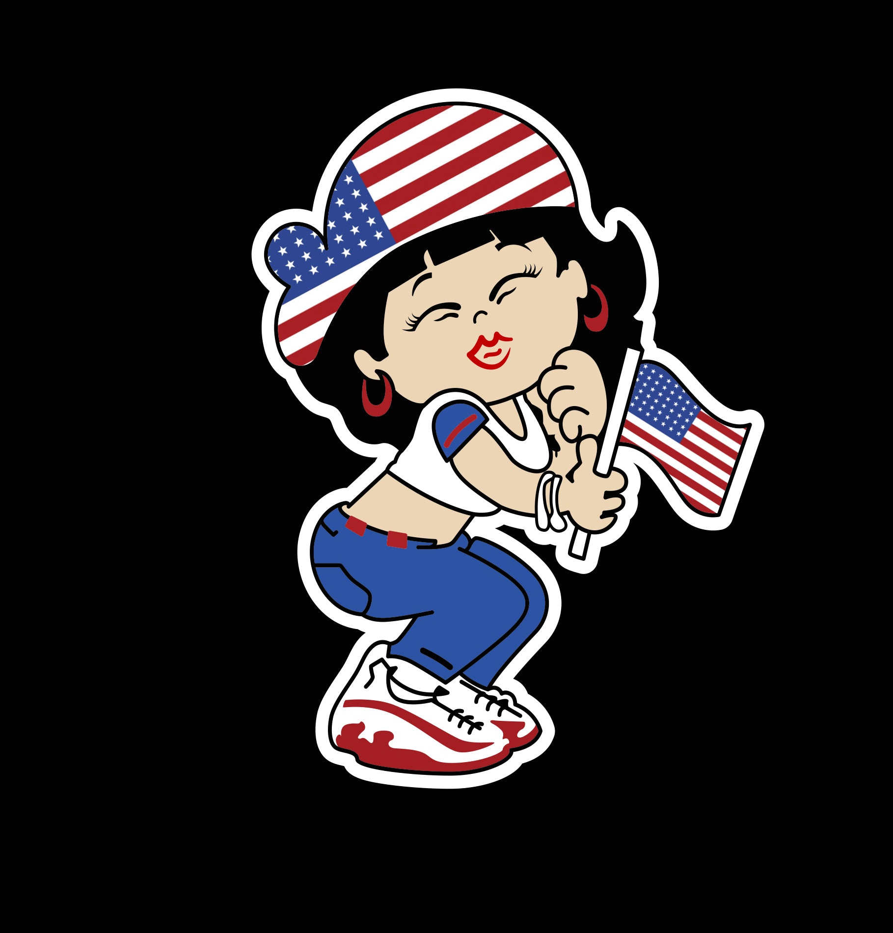 USA Lady Decal United States flag Decal American Girl Vinyl Sticker US ...