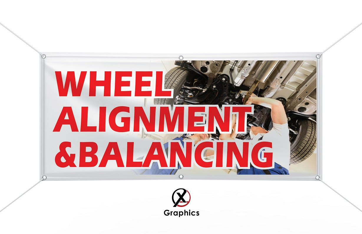 Wheel Alignment & Balancing Vinyl Banner advertising Sign Full color a ...